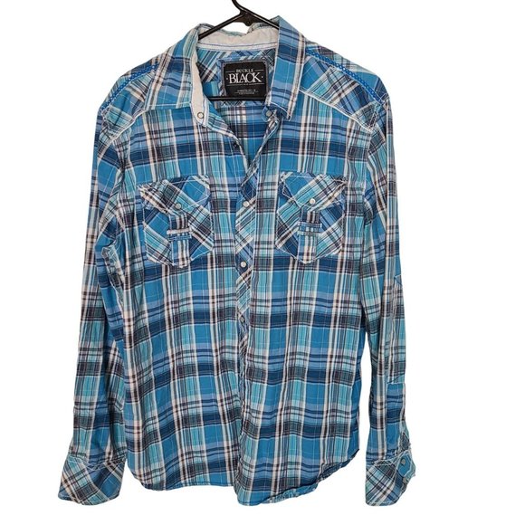 Buckle | Shirts | Buckle Black Mens M Blue Plaid Long Sleeve Athletic ...